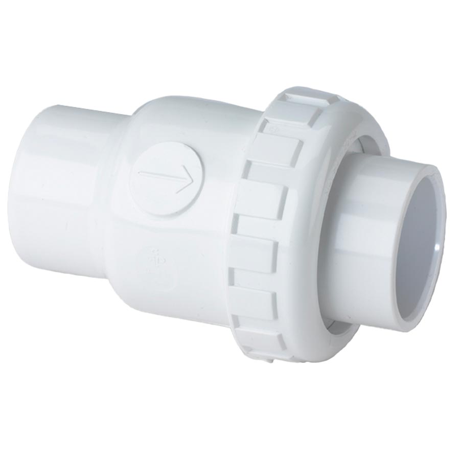 1 1/2" White PVC Single Union Spring Check Valve