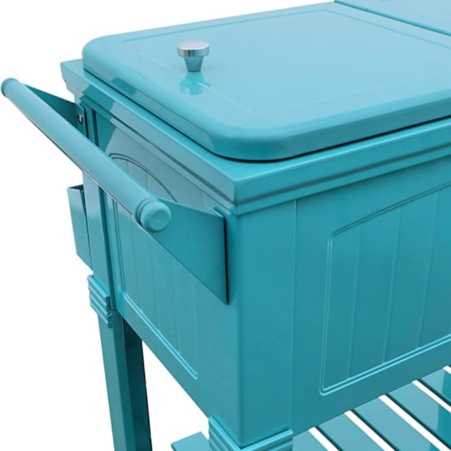 80qt Permasteel Cooler Furniture Style with Wheels and Shelf Teal